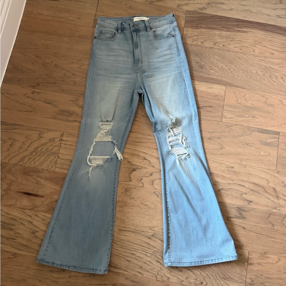 Hidden | Jeans | Light Blue Distressed Flare Jeans | Poshmark